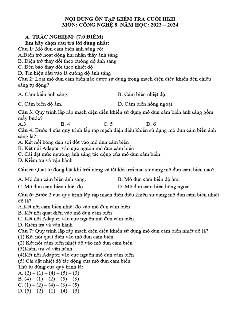 ND ÔN TẬP KT CUỐI HKII CN8 (23-24) | PDF