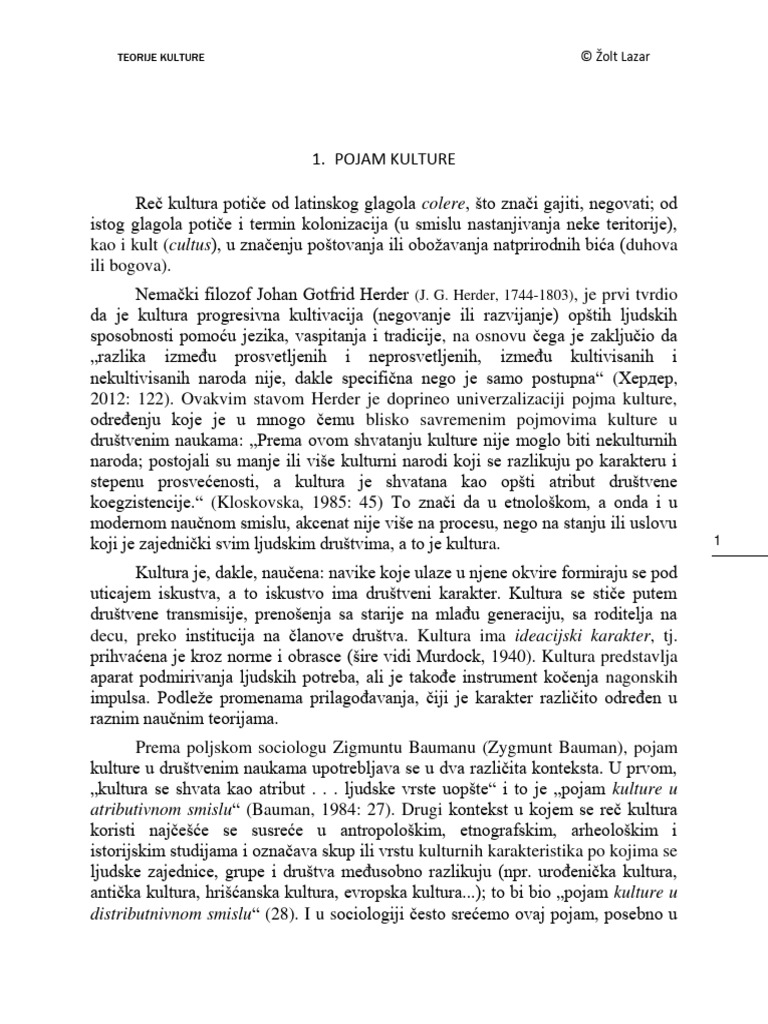 Teorije Kulture 2020 | PDF