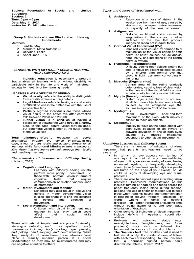 Fact Sheet Foundation of Special and Inclusive Education | PDF ...