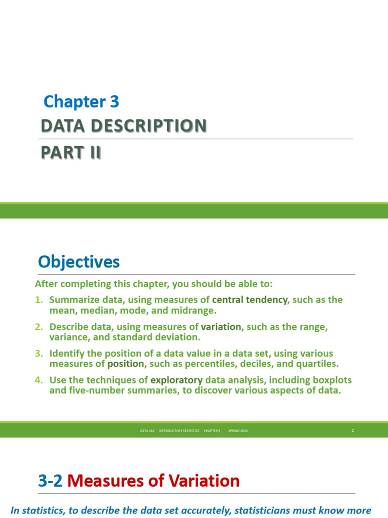 Chapter 3 - Data Description - Part-2 | PDF | Variance | Standard Deviation