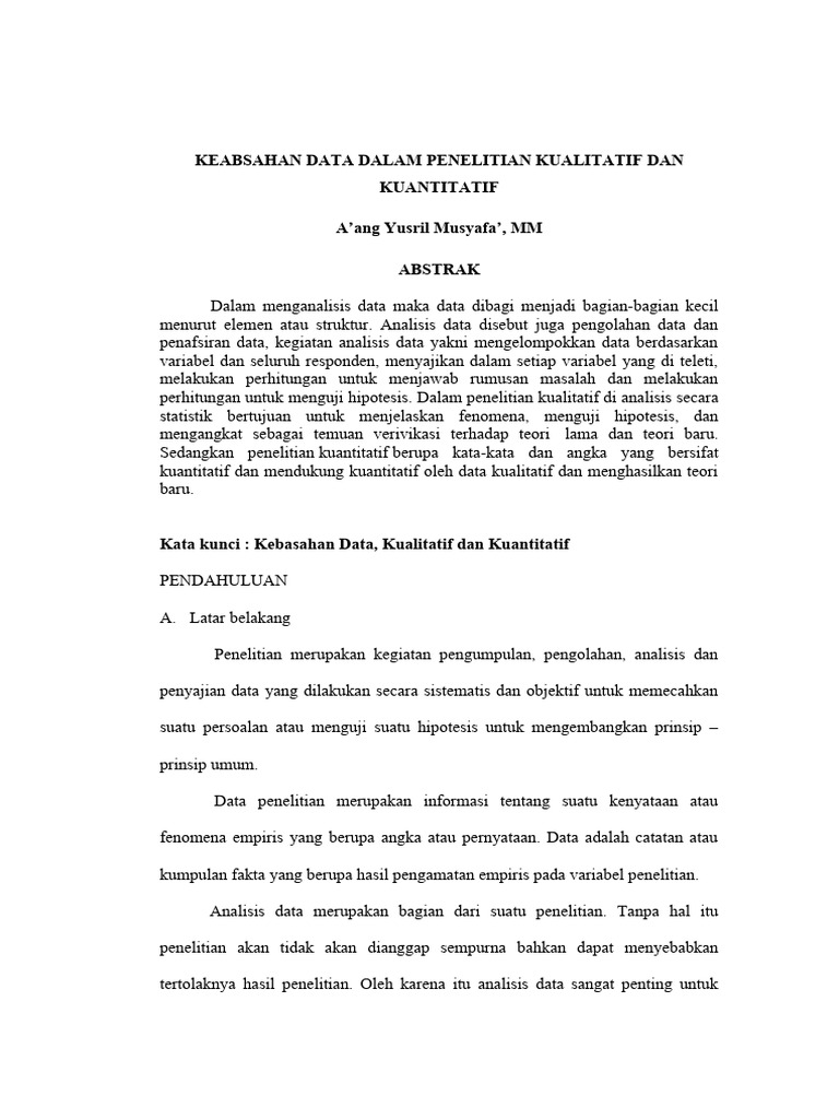 Keabsahan Data Dalam Penelitian Kualitat | PDF