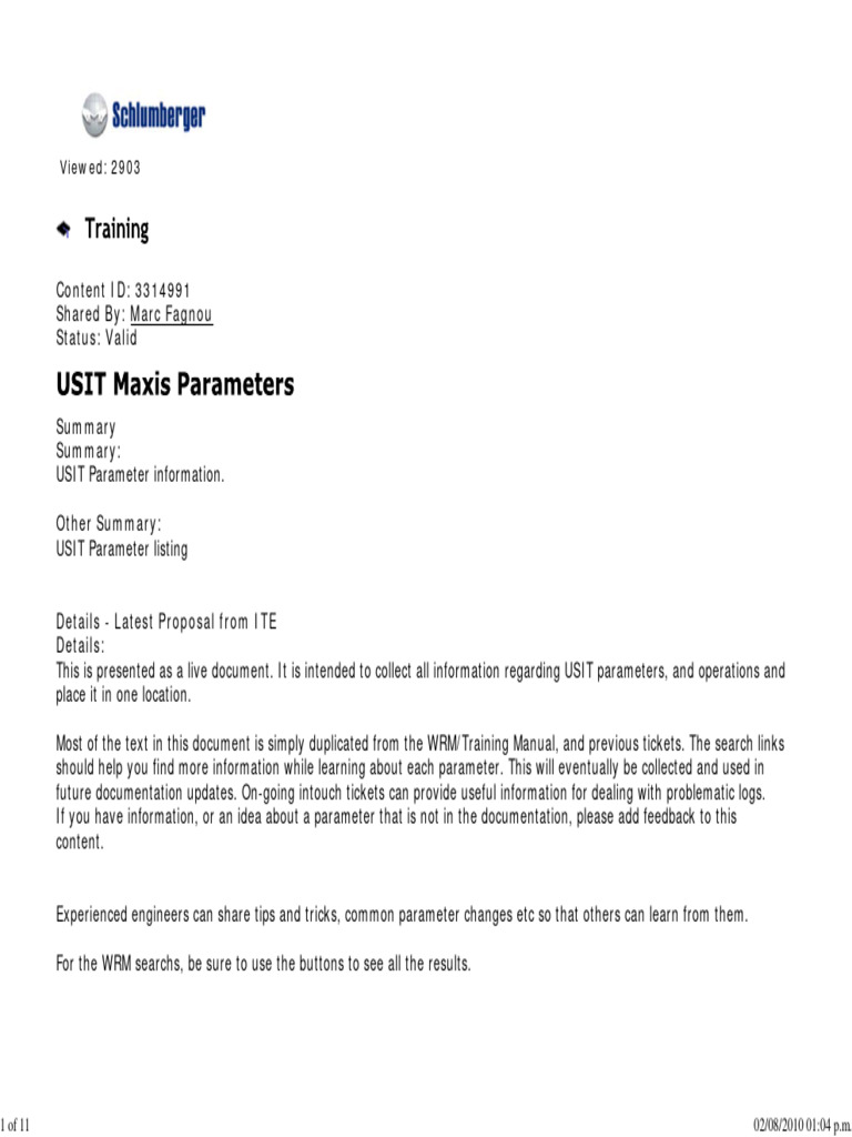 USIT Maxis Parameters | PDF | Steel | Ultrasound