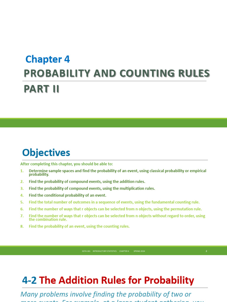 Chapter 4 - Probability and Counting Rules - Part-2 | Download Free PDF | Probability | Statistics