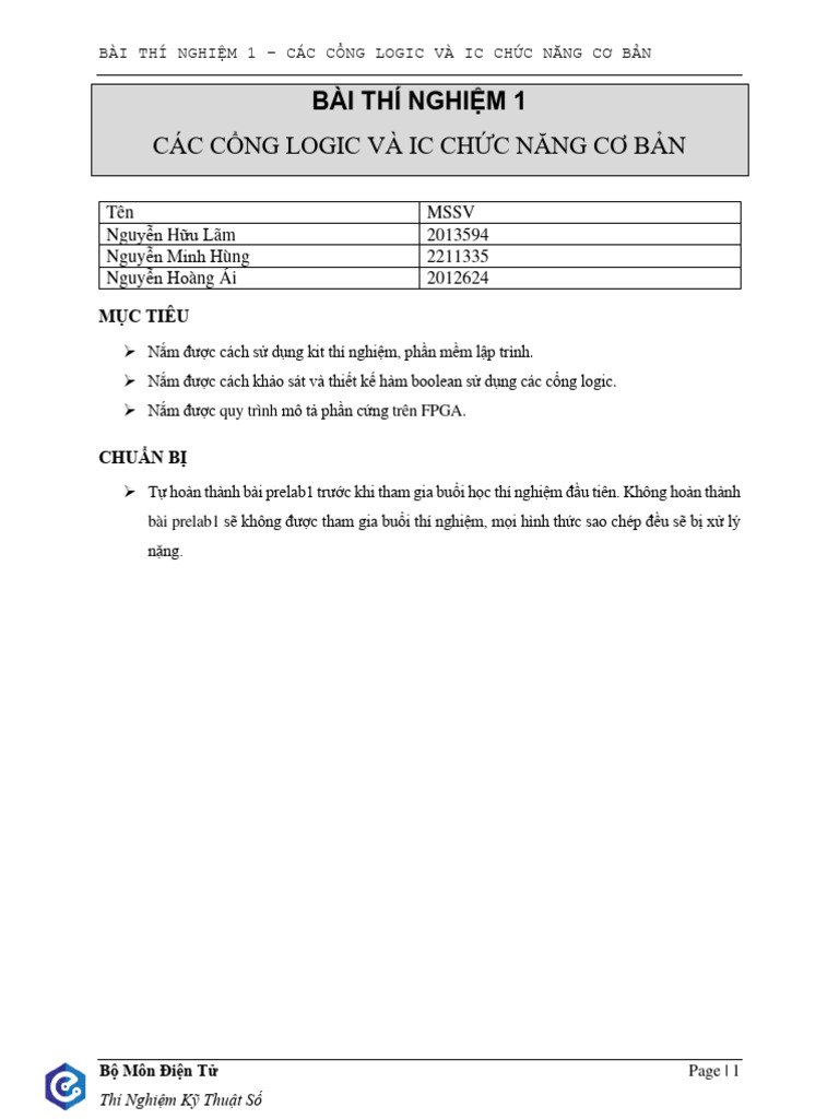 Báo Cáo TN1 T 7 Nhóm L02 | PDF