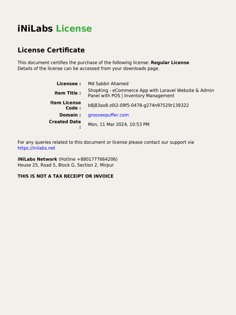 ShopKing License Certificate | PDF