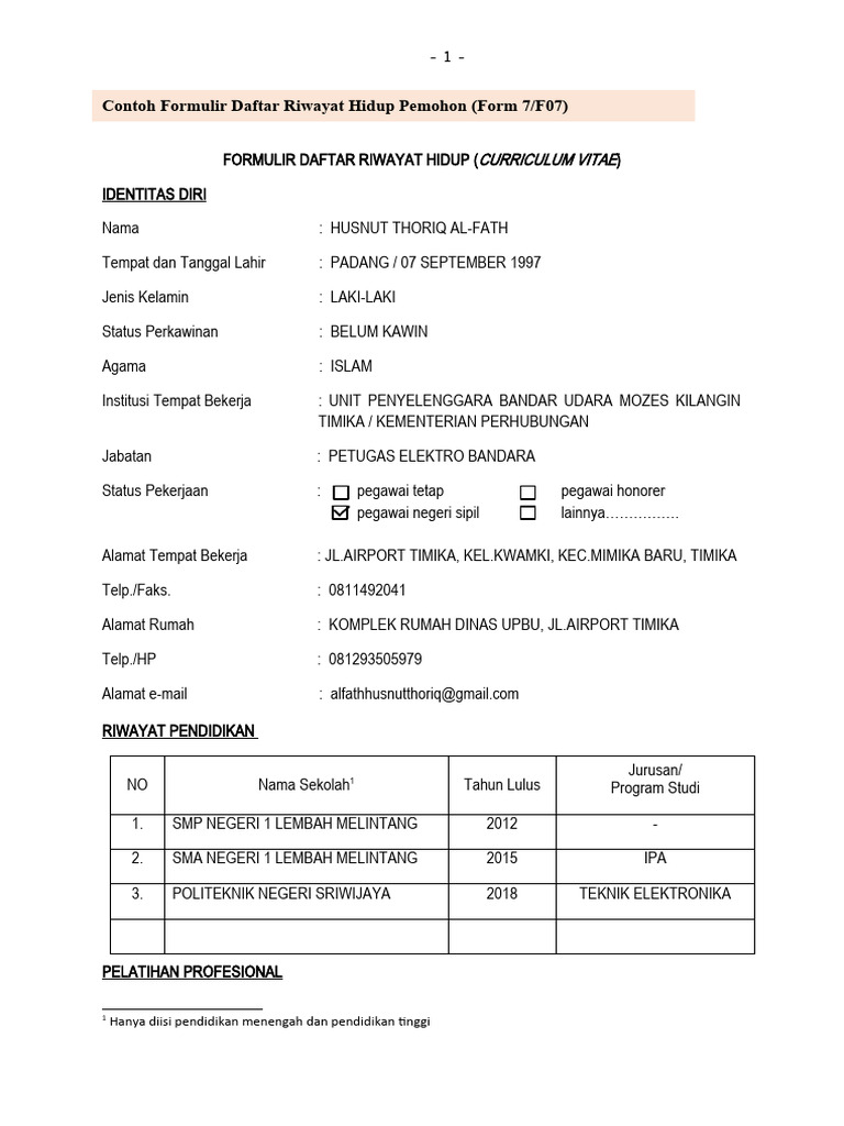 Formulir - Daftar - Riwayat - Hidup - Pemohon - 0 (AutoRecovered) | PDF Formulir - Daftar - Riwayat - Hidup - Pemohon - 0 (AutoRecovered) | PDF