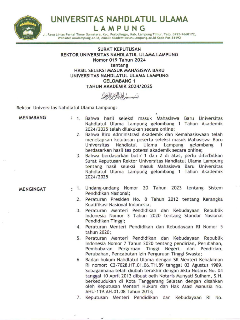 Surat Keputusan Hasil Tes Gelombang 1 | PDF Surat Keputusan Hasil Tes Gelombang 1 | PDF