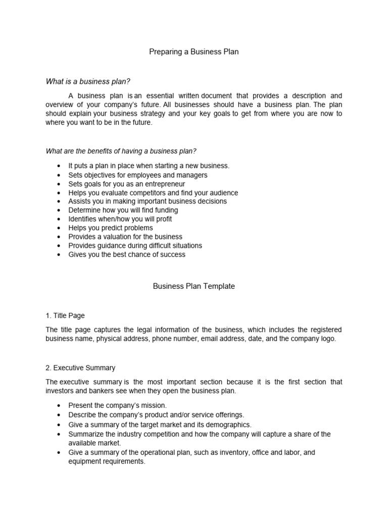 Business Plan Template | Download Free PDF | Business Plan | Market ...