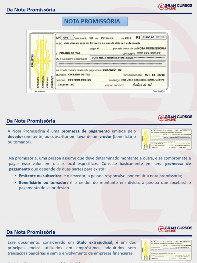 Guia Prático da Nota Promissória | PDF | Nota promissória comercial ...
