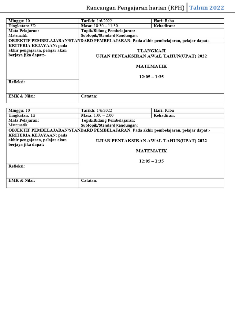 RPH 1 Jun 2022 Rabu | PDF