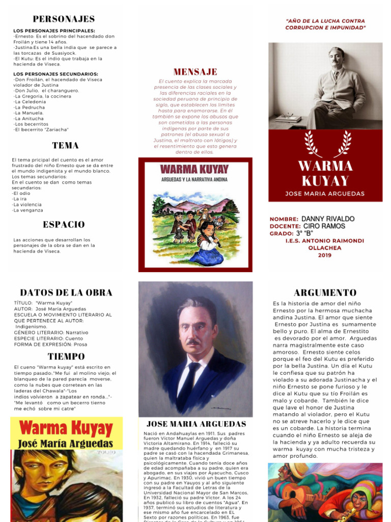 Triptico Warma Kuyay Jose Maria Arguedas - MARCLIUST | PDF