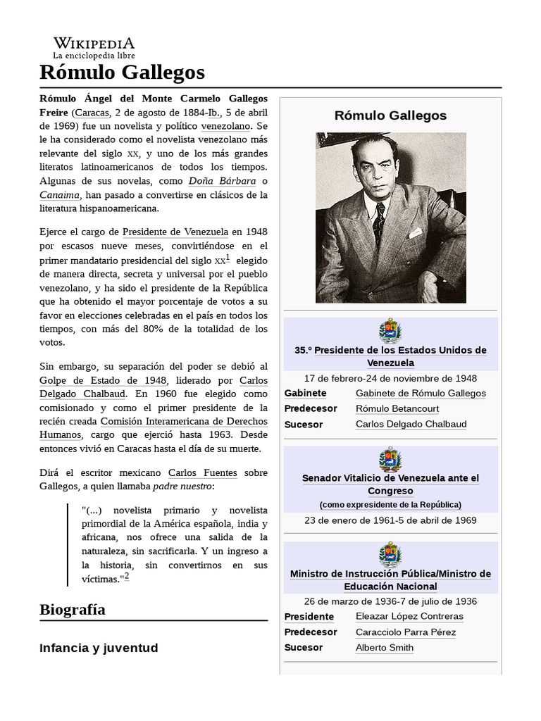 Rómulo Gallegos | PDF | Venezuela