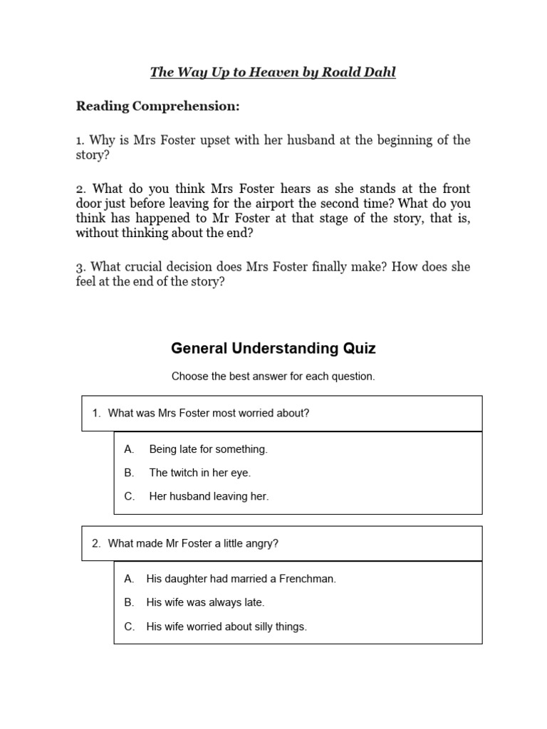 Mrs. Foster's Dilemma in Dahl's Story | PDF