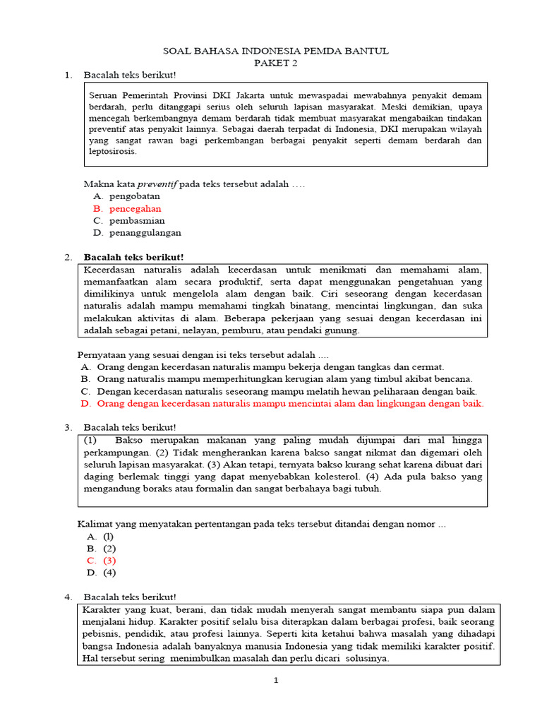 LES k.9 Umicorn Dari 2. SOAL FIX PPU CBT PEMDA BINDO PAKET 2 | PDF