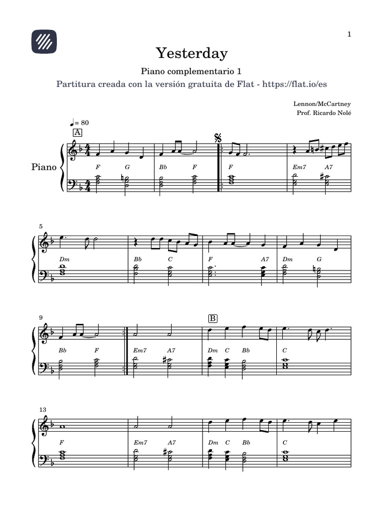 Yesterday Piano | PDF
