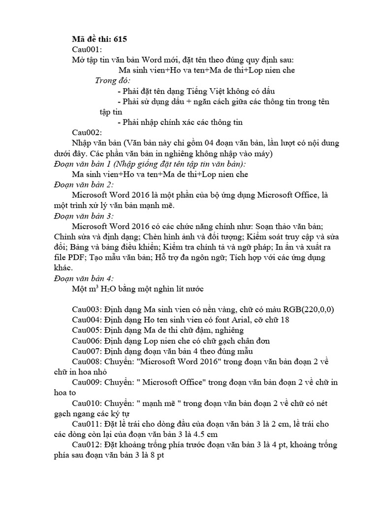 Trong đó:: Mã đề thi: 615 | PDF