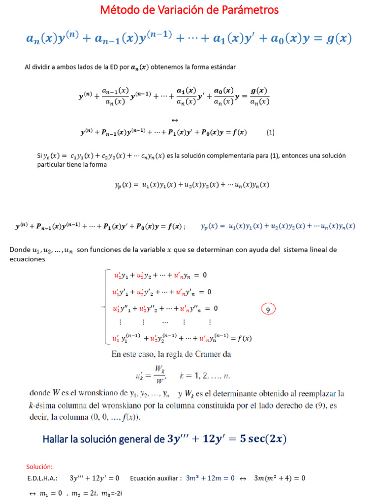 Método de Variación de Parámetros | PDF | Variable (Matemáticas) | Matemáticas
