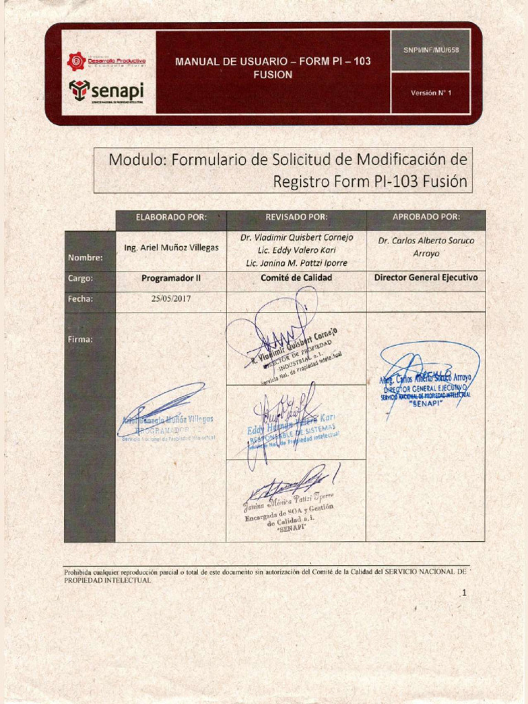 Formulario Pi-103 Fusion | PDF