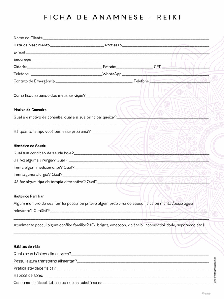 Ficha de Anamnese | PDF