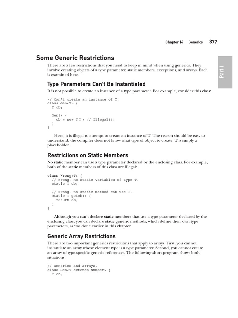 Generic Restrictions | PDF | Class (Computer Programming) | Object Oriented Programming