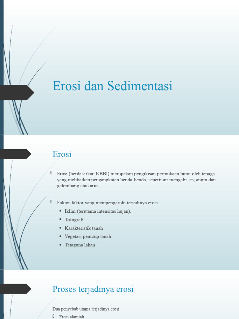 Erosi dan Sedimentasi: Penyebab dan Tipe | PDF | Sains & Matematika
