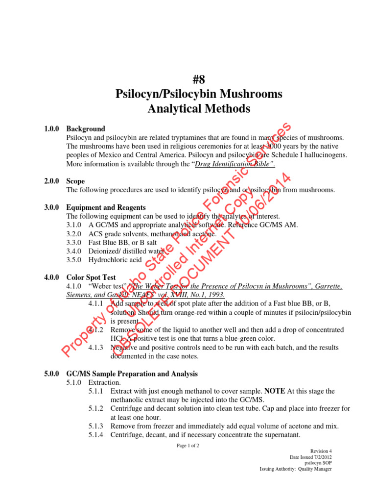 08 Psilocyn Sop Rev 4 | Download Free PDF | Psilocybin | Gas ...