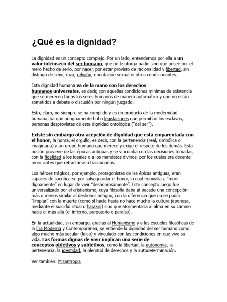 ¿Qué Es La Dignidad | PDF | Dignidad