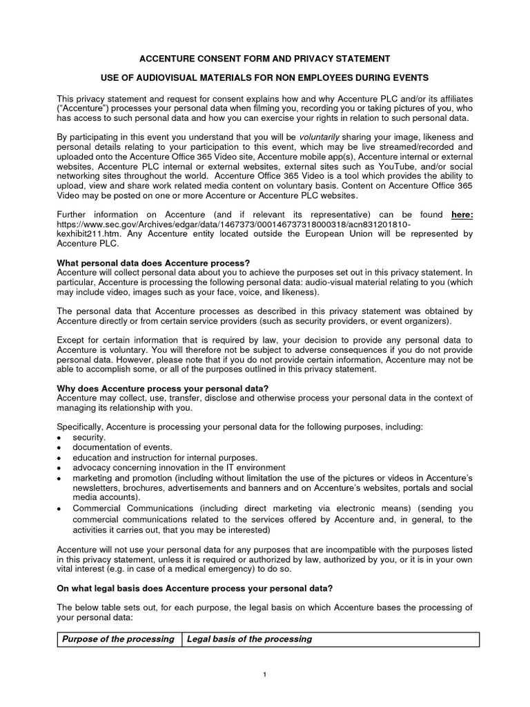 Accenture Event Consent & Privacy | PDF | Information Privacy ...