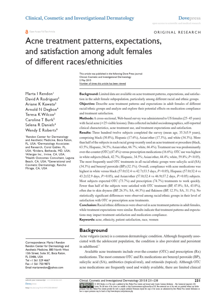 Acne Treatment Patterns and Expectations | PDF | Analysis Of Variance ...