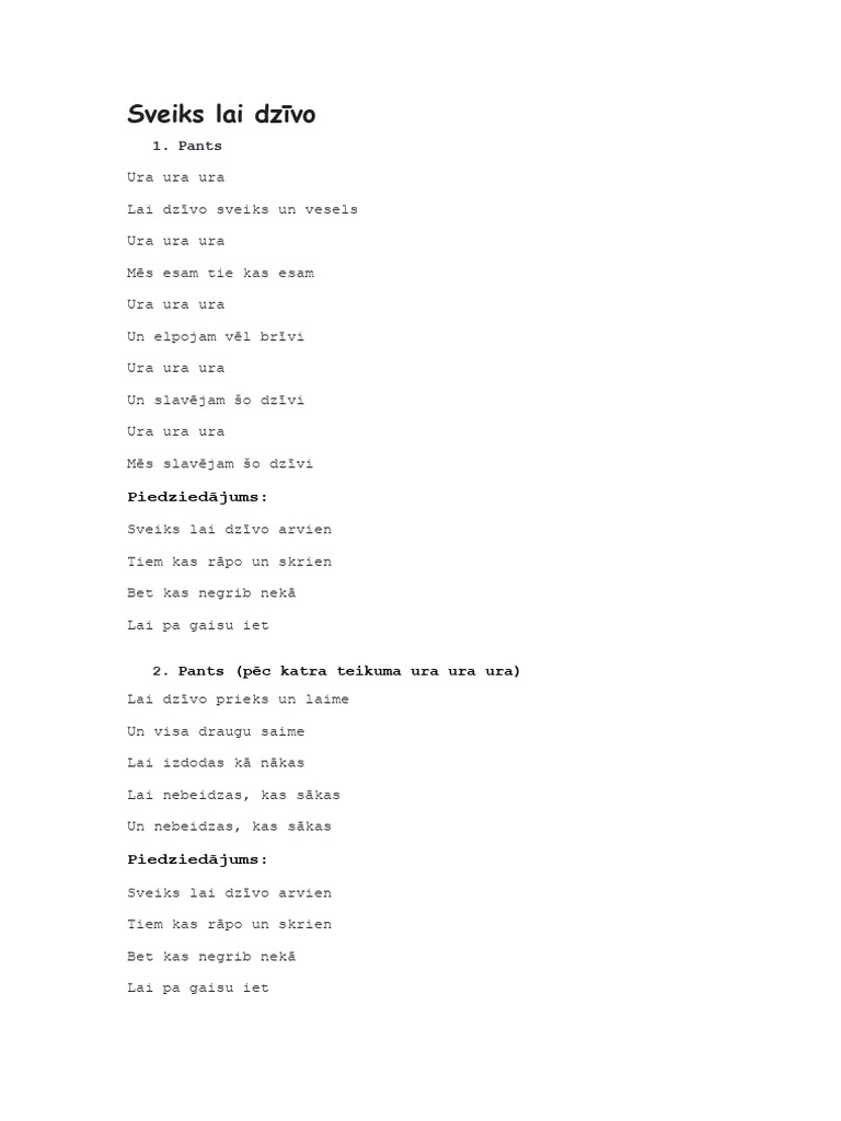 Sveiks Lai Dzīvo | PDF