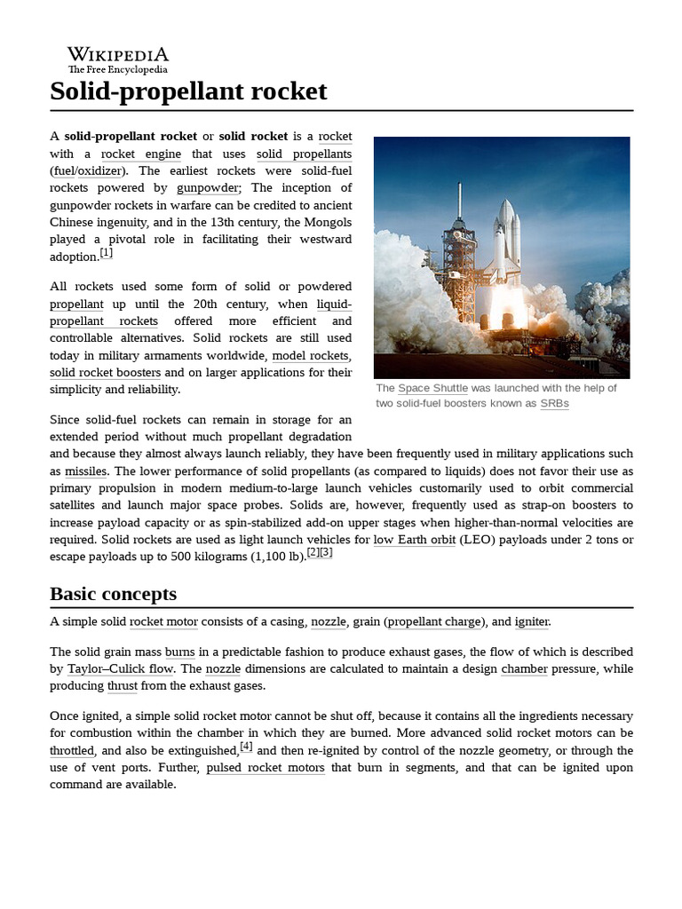 Solid-Propellant Rocket | PDF | Rocket Propellant | Rocket
