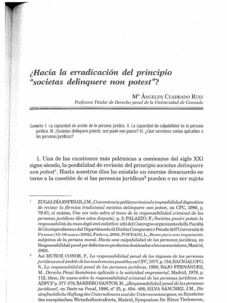 Hacia La Erradicacion Del Ppo Societas Delinquere Non Potest | PDF