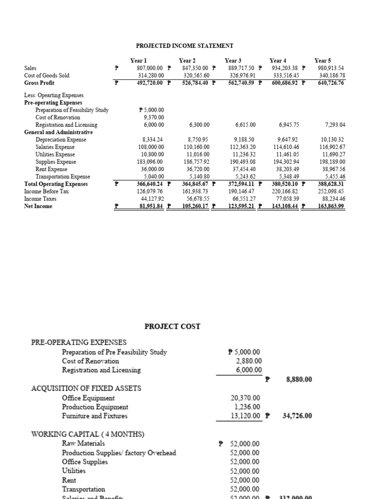 Project Cost Income Statement Formulated | PDF | Expense | Income Statement