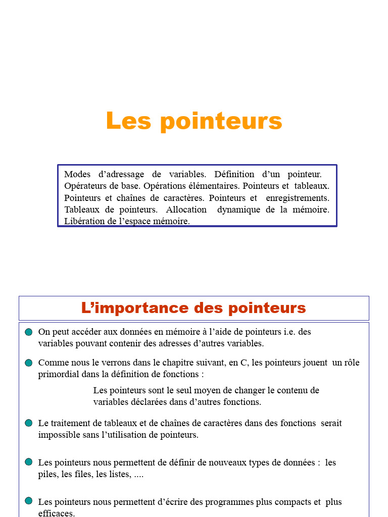 Les Pointeurs - 2 - Cours Today | PDF | Pointeur (programmation) | Variable (informatique)