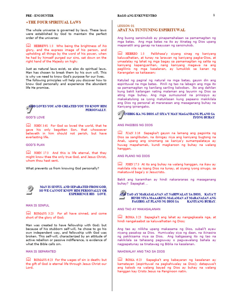01B PRE - ENCOUNTER - LESSON (English & Tagalog) | PDF