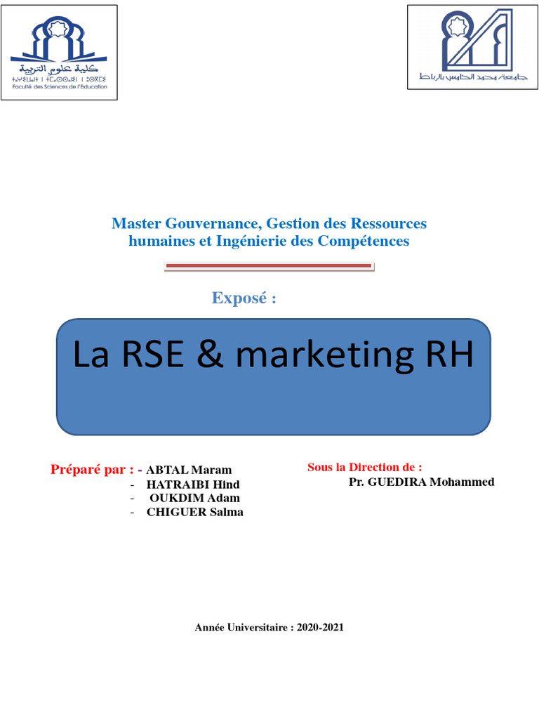 Marketing RH et RSE : Synergie essentielle | PDF | Responsabilité ...