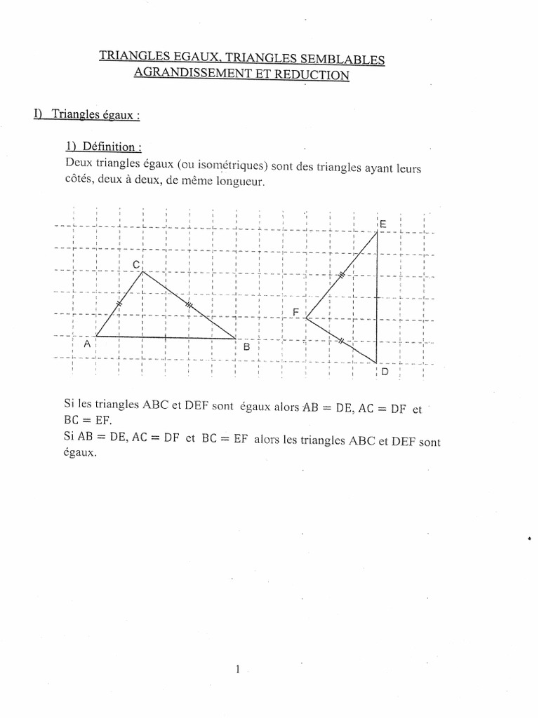 Cours Triangles Égaux Semblables 2 | PDF