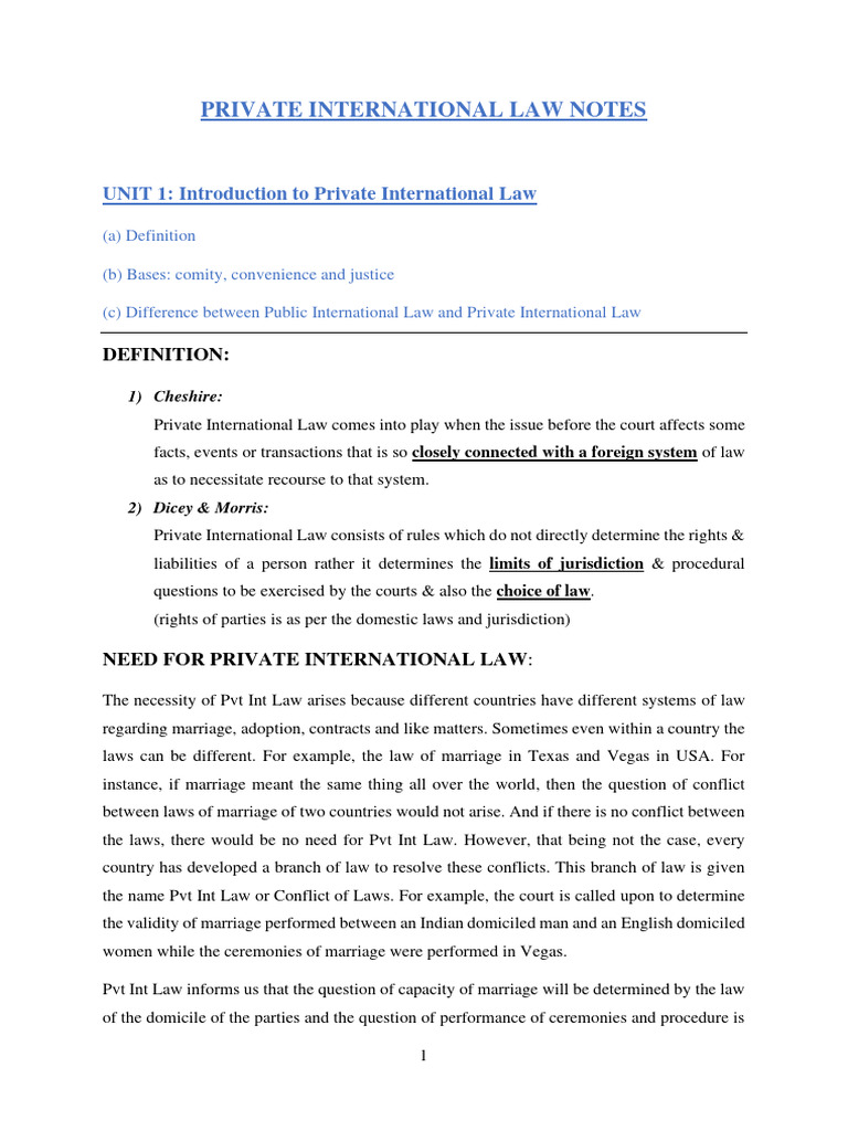 Overview of Private International Law | PDF | Domicile (Law ...
