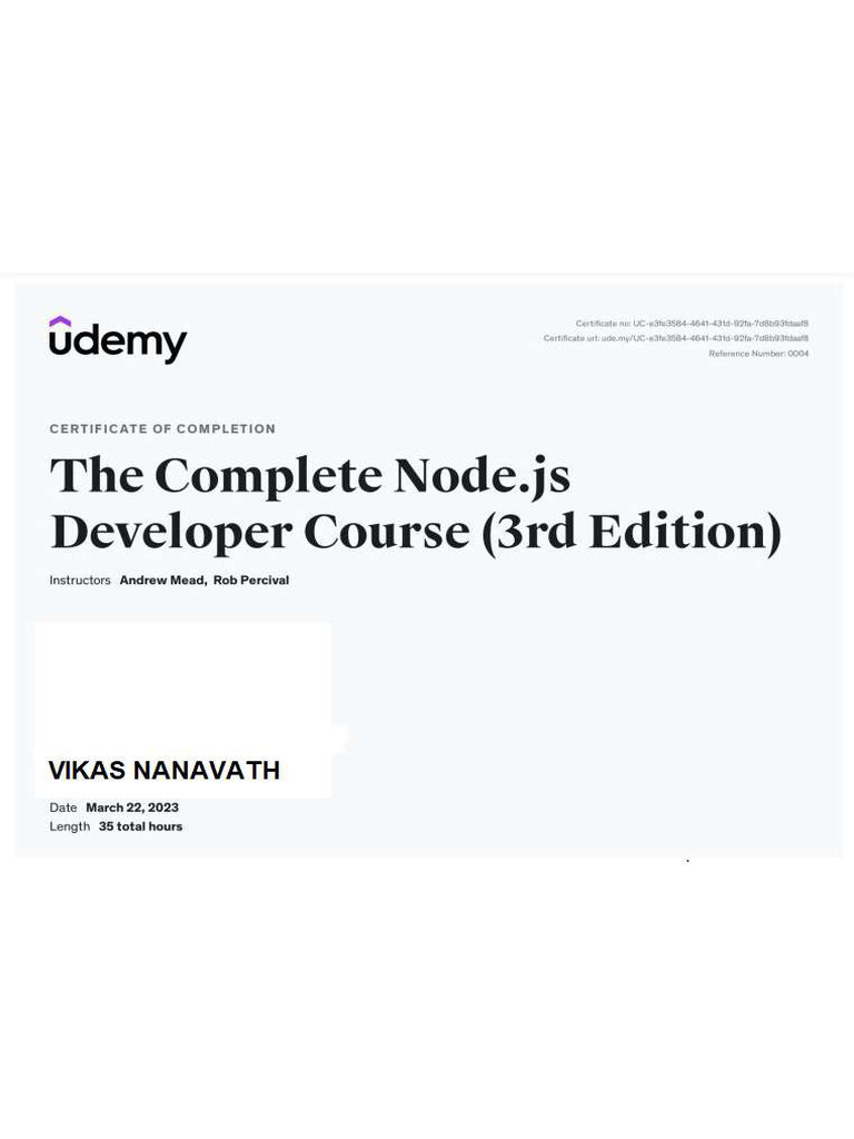Nodejs Course Completion | PDF