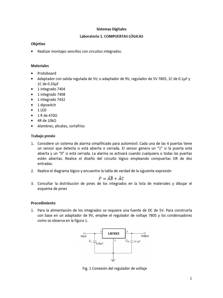 Sistemas Digitales I - Laboratorio I (Compuertas Lógicas) | PDF | Puerta lógica | Ingeniería ...