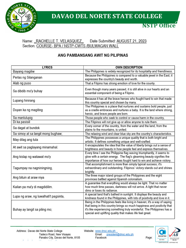National Anthem - Assignment | PDF