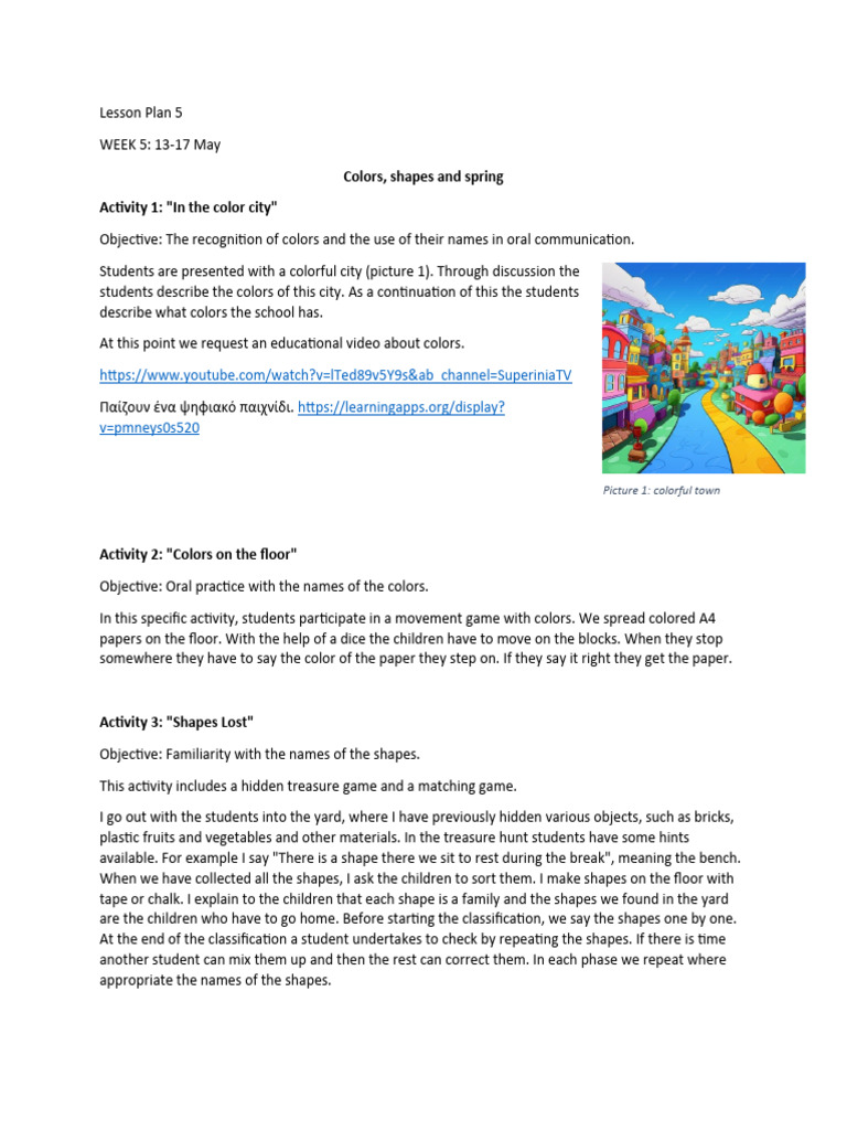 Colors and Shapes Lesson Plan Activities | PDF | Home & Garden | Art