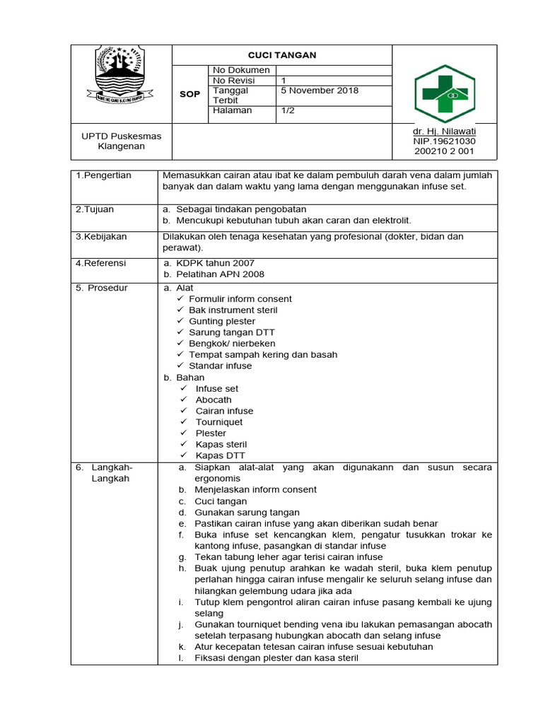 Sop Memasang Infus | PDF