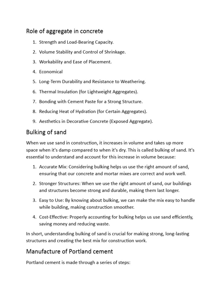 Chapter 1 Notes To Print | PDF | Cement | Concrete