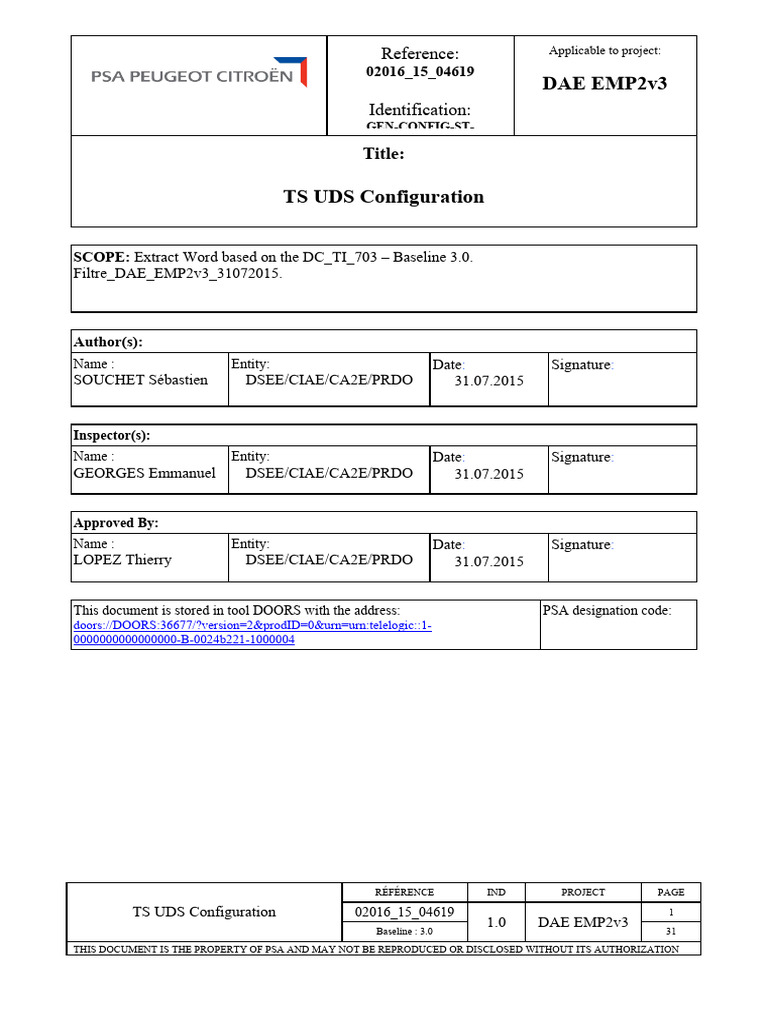 15 04619 1.0 DC TI 703 TS UDS Configuration Baseline 3 0 Filtre DAE EMP2v3 31072015 | PDF ...