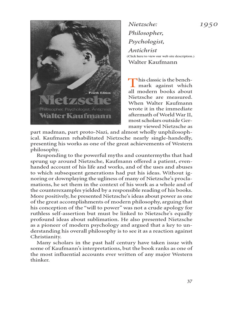 Nietzsche Philosopher Psychologist Antic | PDF