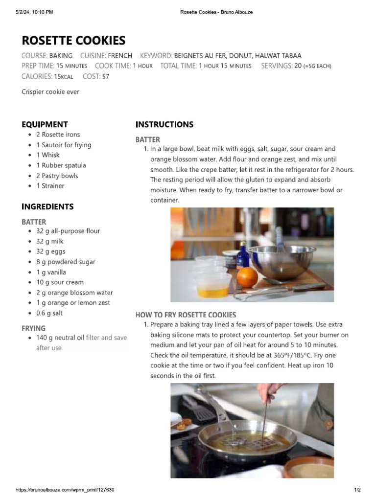 Rosette Cookies by Bruno Albouze | PDF