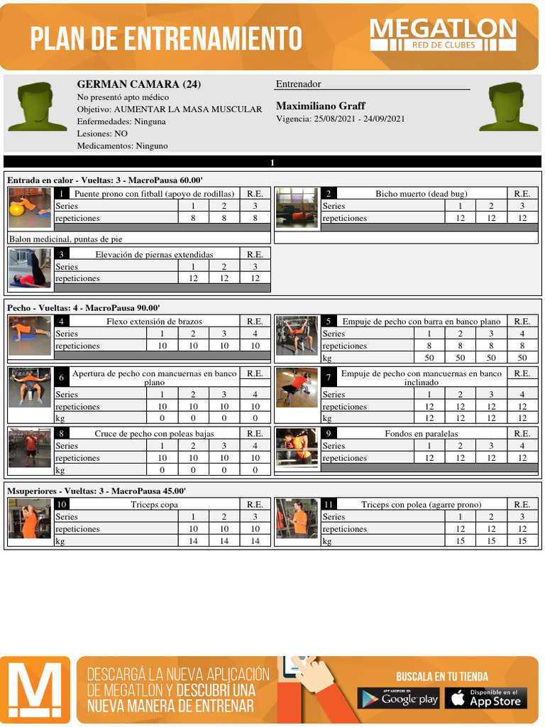 plan de entrenamiento | PDF | Entrenamiento con pesas