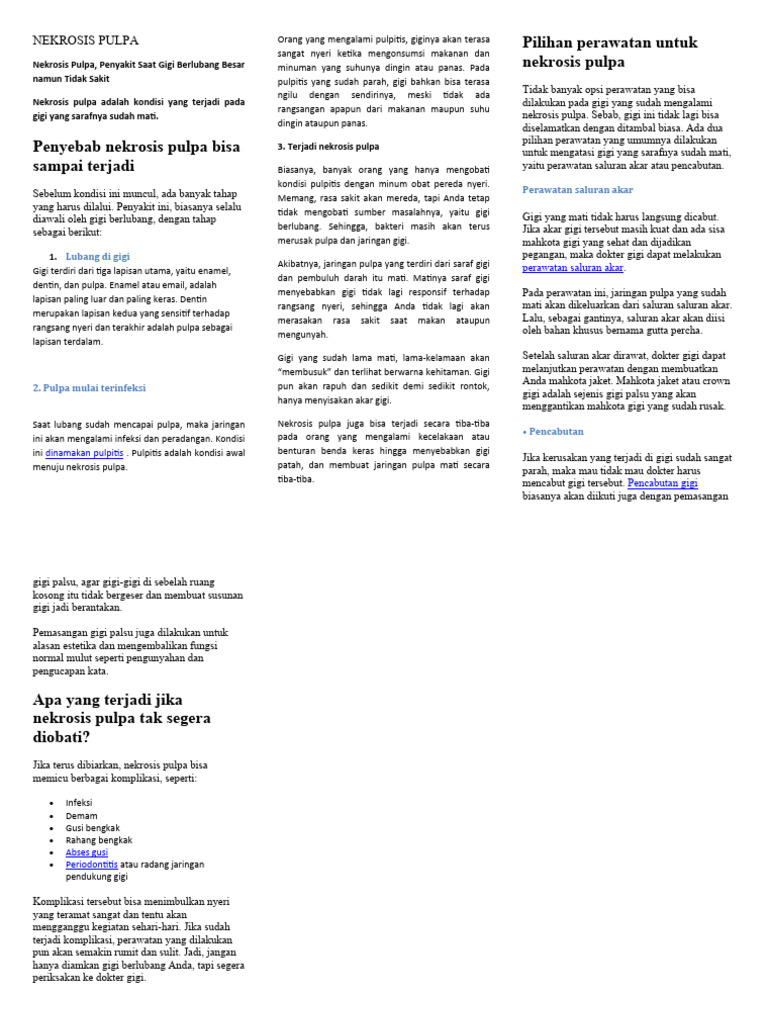 NEKROSIS PULPA Liflet | PDF