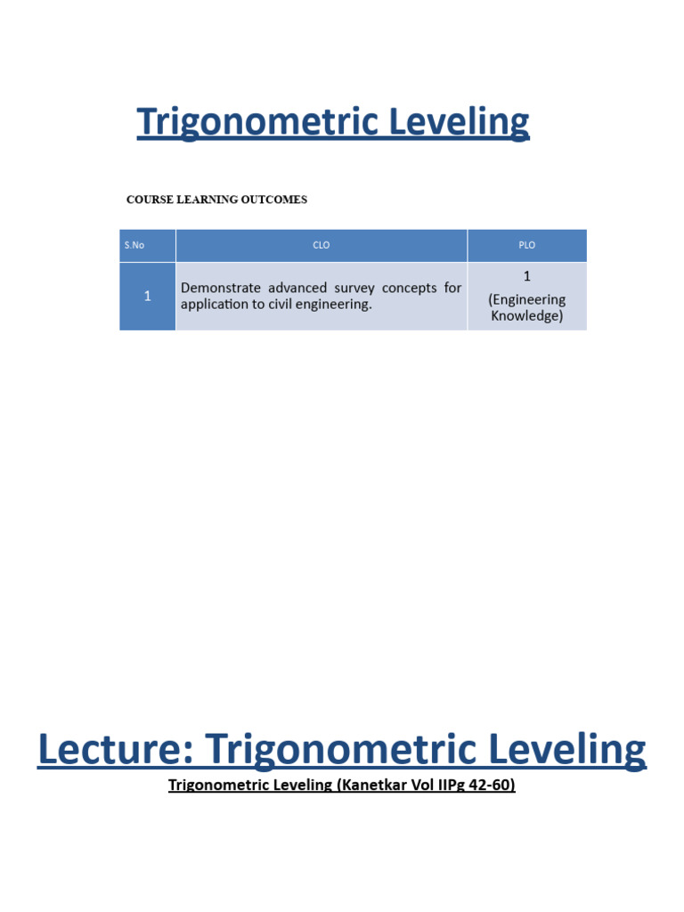 Lec 4 - Trig Levelling Updated | PDF | Surveying | Probability And Statistics
